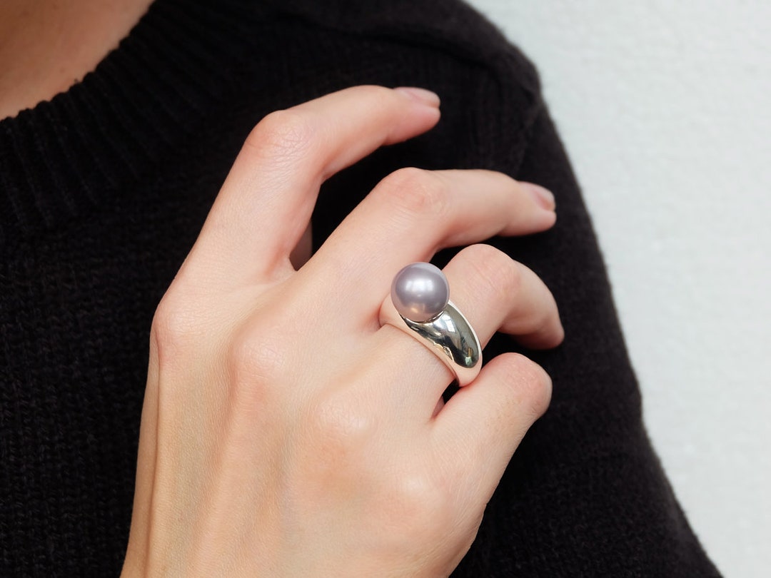 TARO PEARL RING, Pearl Ring, Taro Pearl Ring, Purple Pearl Ring, Big ...