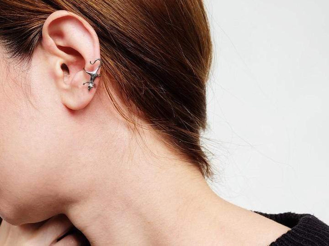 Ear Cuff Mouse, Ear Cuff Climber, Silver Ear Cuff, Mouse Earrings ...
