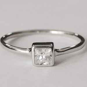 Classic Solitaire Square Ring, Solitaire Ring, Geometric Jewelry ...