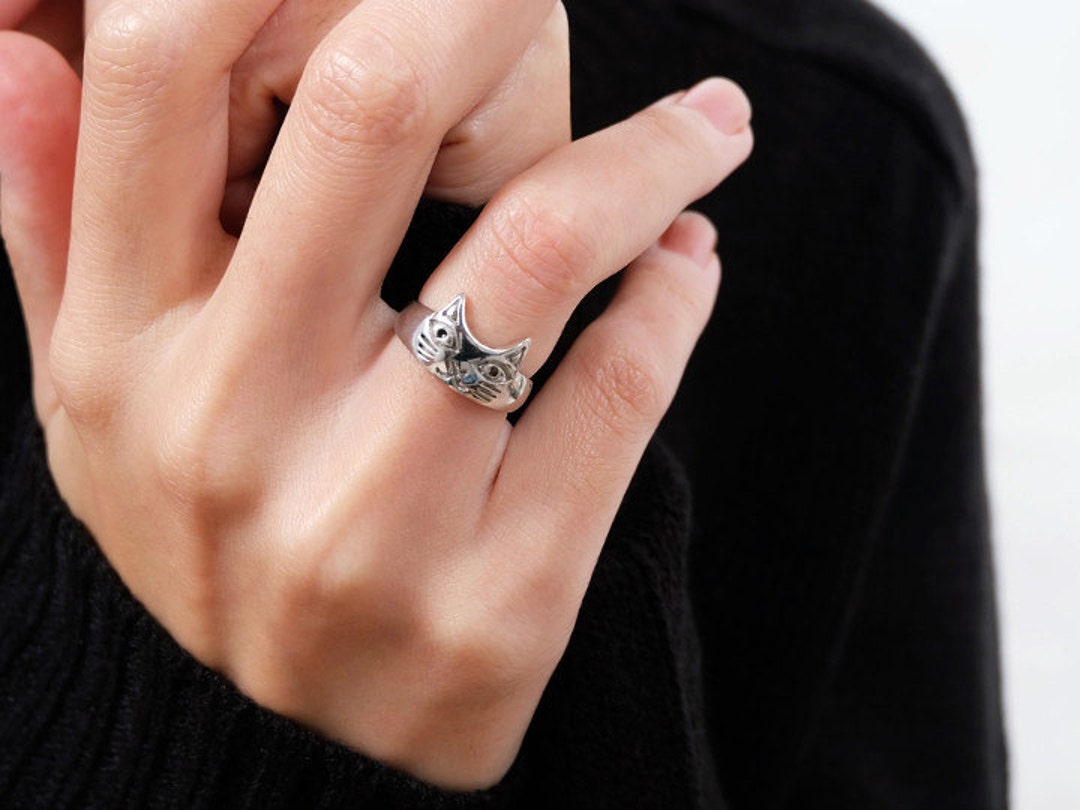 Cat Ring, Silver Cat Ring, Cat Jewelry, Animal Lover, Animal Ring, Dog ...