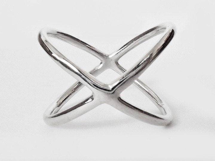 Cross X Ring, X Ring, Cross Ring, X Ring, Sideways Cross Ring, Silver ...