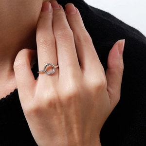 Small Circle Ring, Open Circle Ring, Silver Circle Ring, Minimalist Ring, Geometric Ring ...