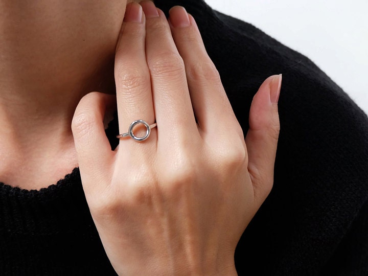 Small Circle Ring Open Circle Ring Silver Circle Ring - Etsy