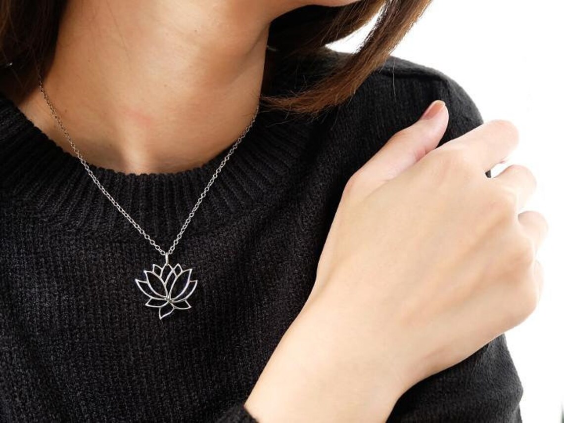 Lotus pendant lotus pendant silver lotus necklace lotus | Etsy
