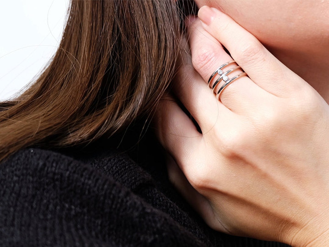 Three Band Ring, Line Ring, Minimalist Ring, Modern Ring, Simple Ring ...