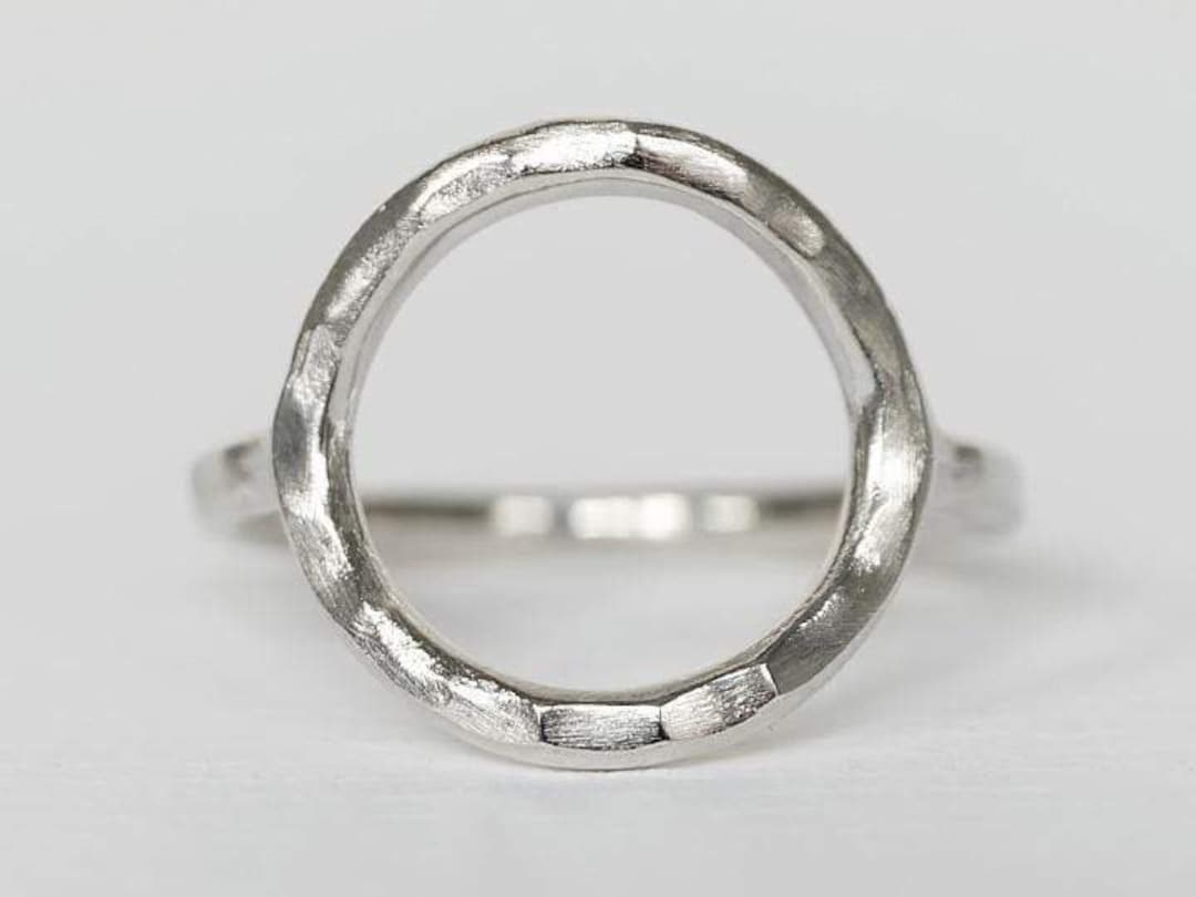 Hammered Circle Ring, Open Circle Ring, Silver Circle Ring, Minimalist ...