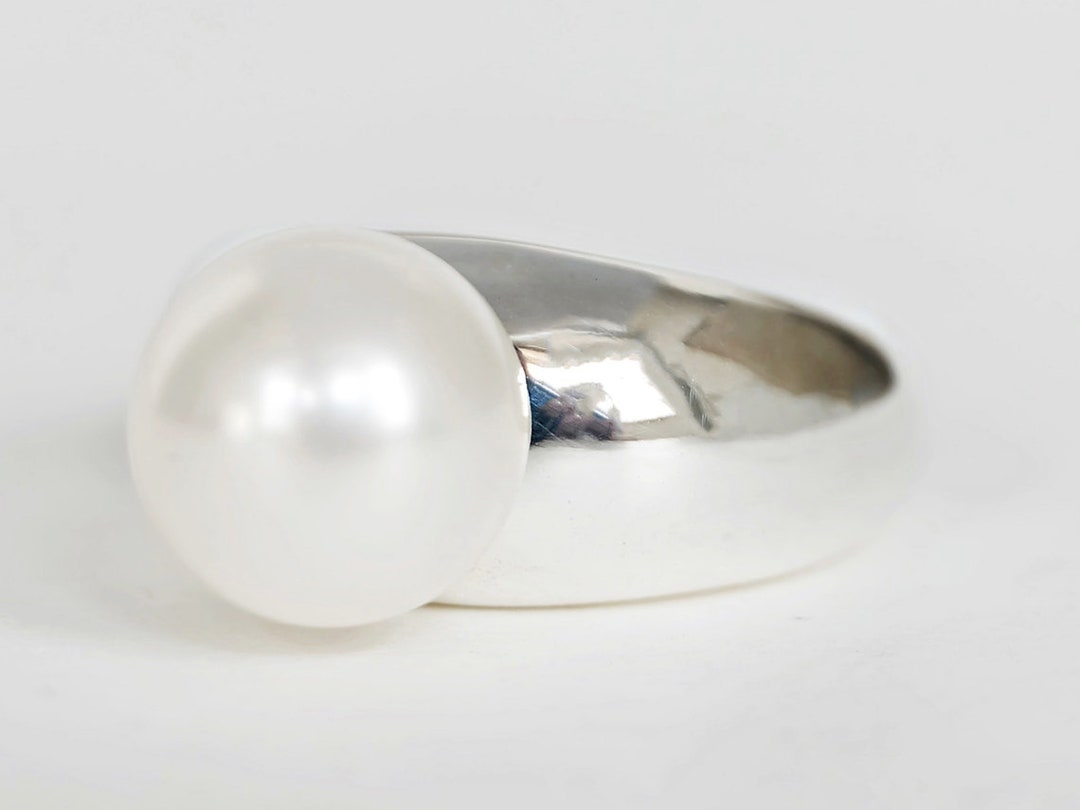 WHITE PEARL RING, Pearl Ring, White Pearl Ring, Big Pearl Ring, Pearl ...
