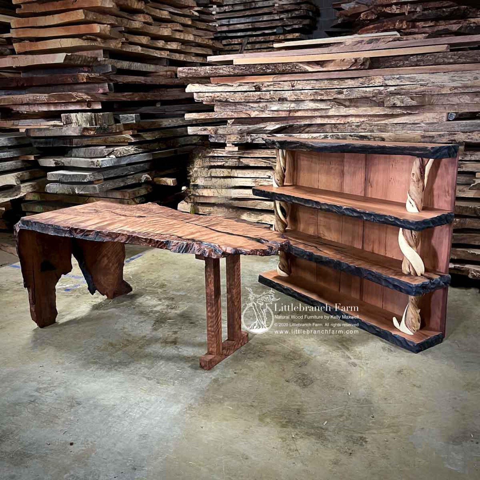 Waterfall Redwood Slab Desk - Etsy
