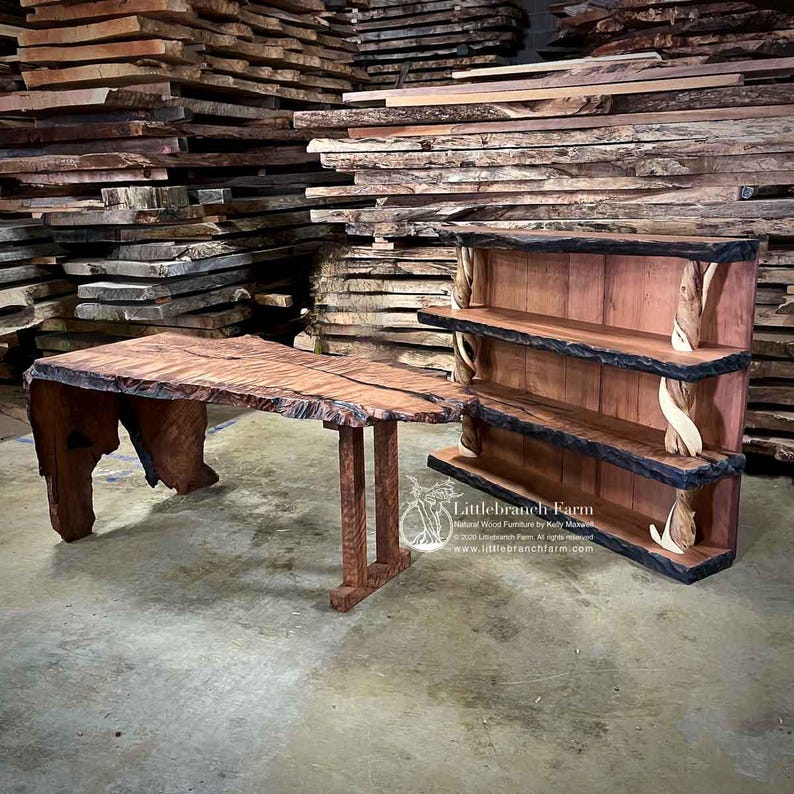 Waterfall Redwood Slab Desk - Etsy