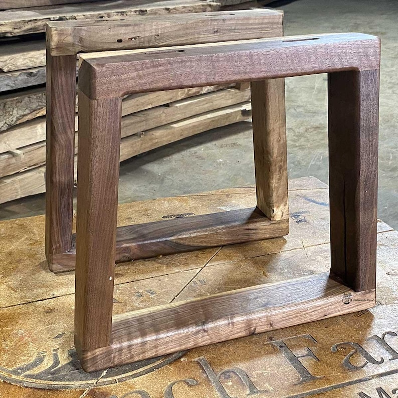 Handmade Trapezoid Walnut Table Legs | Rustic Modern Coffee Table Base ...