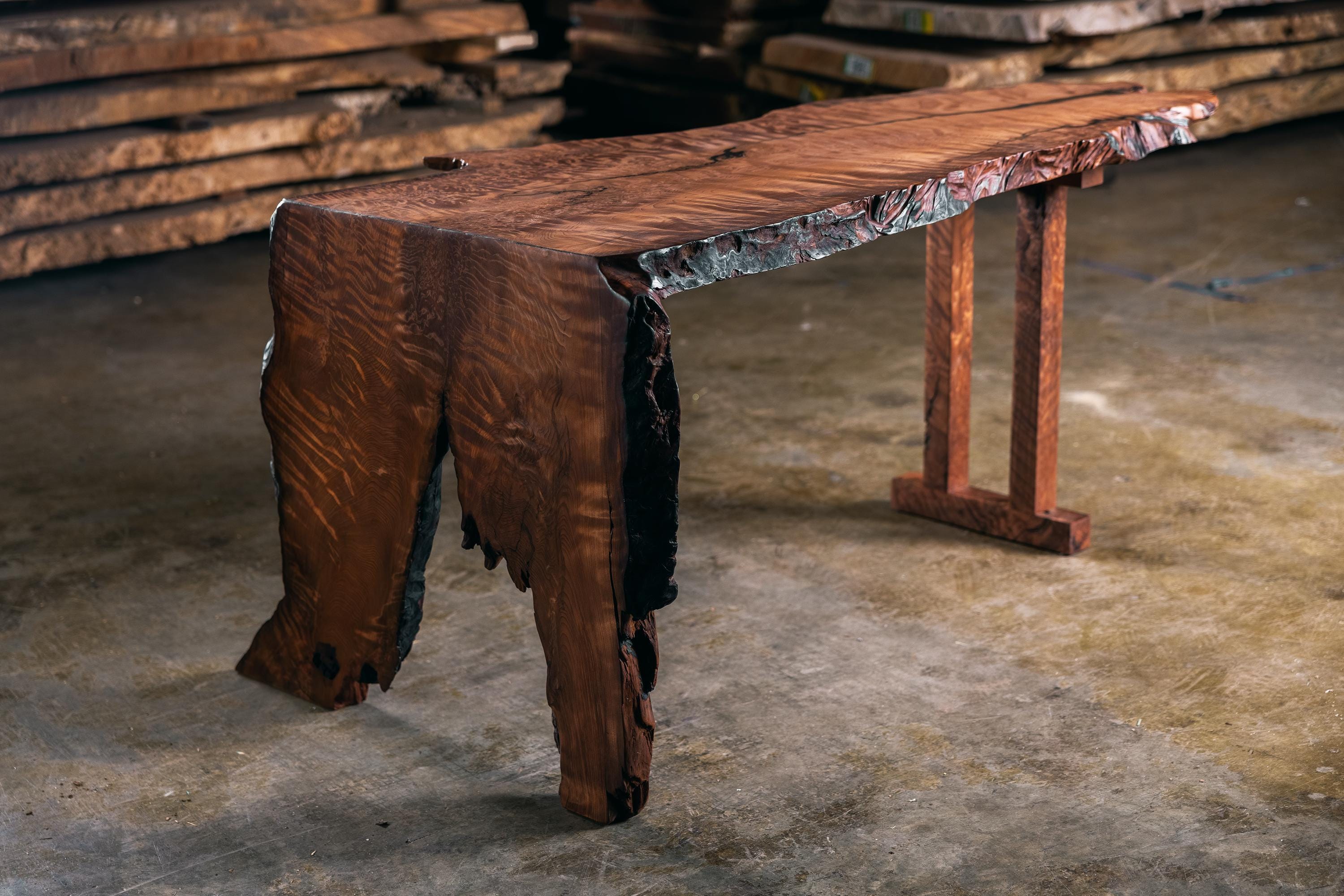 Waterfall Redwood Slab Desk - Etsy