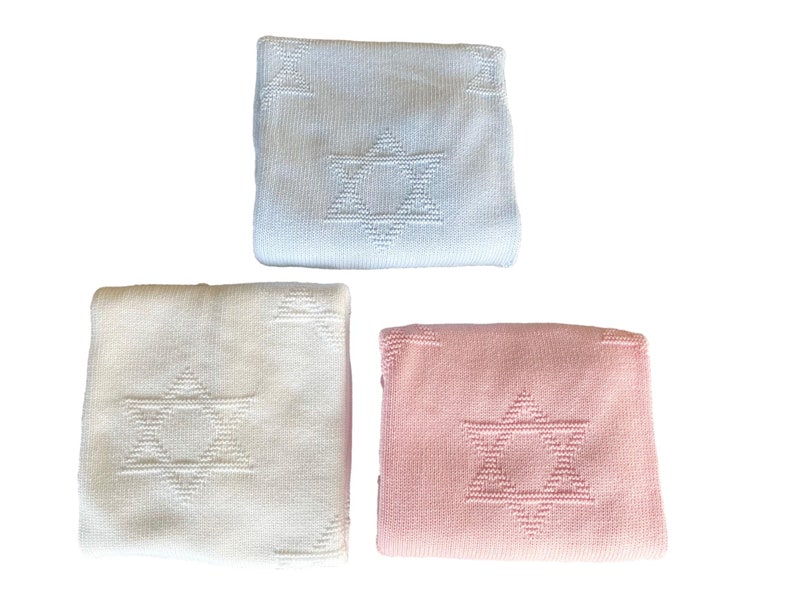 Magen David Cotton Knit Baby Blanket Brit Shalom, Brit Milah, Simchat ...