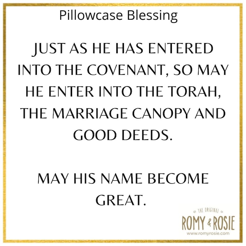 Brit Milah Pillowcase - Crown and Bow With Hebrew Blessings Silver ...
