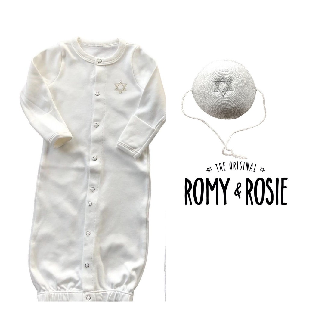 Brit / Bris Milah Outift - Convertible Gown and Baby Kippah With Ties ...