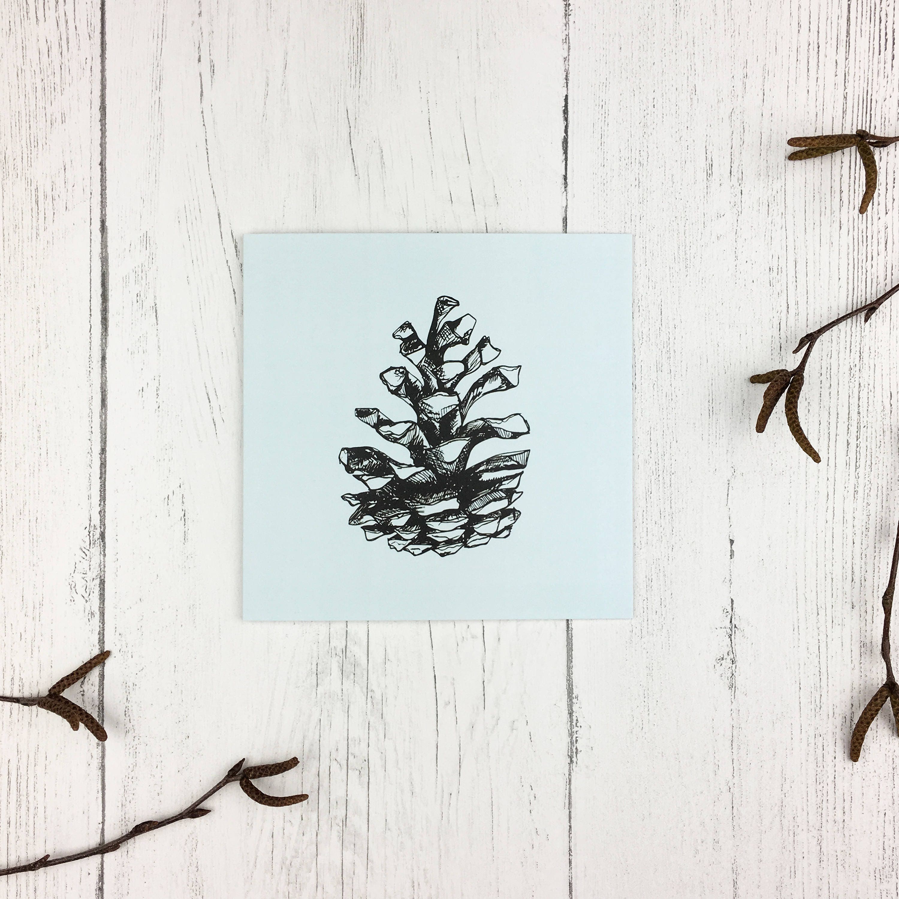 Woodland pine cone greetings card for birthdays invitations | Etsy