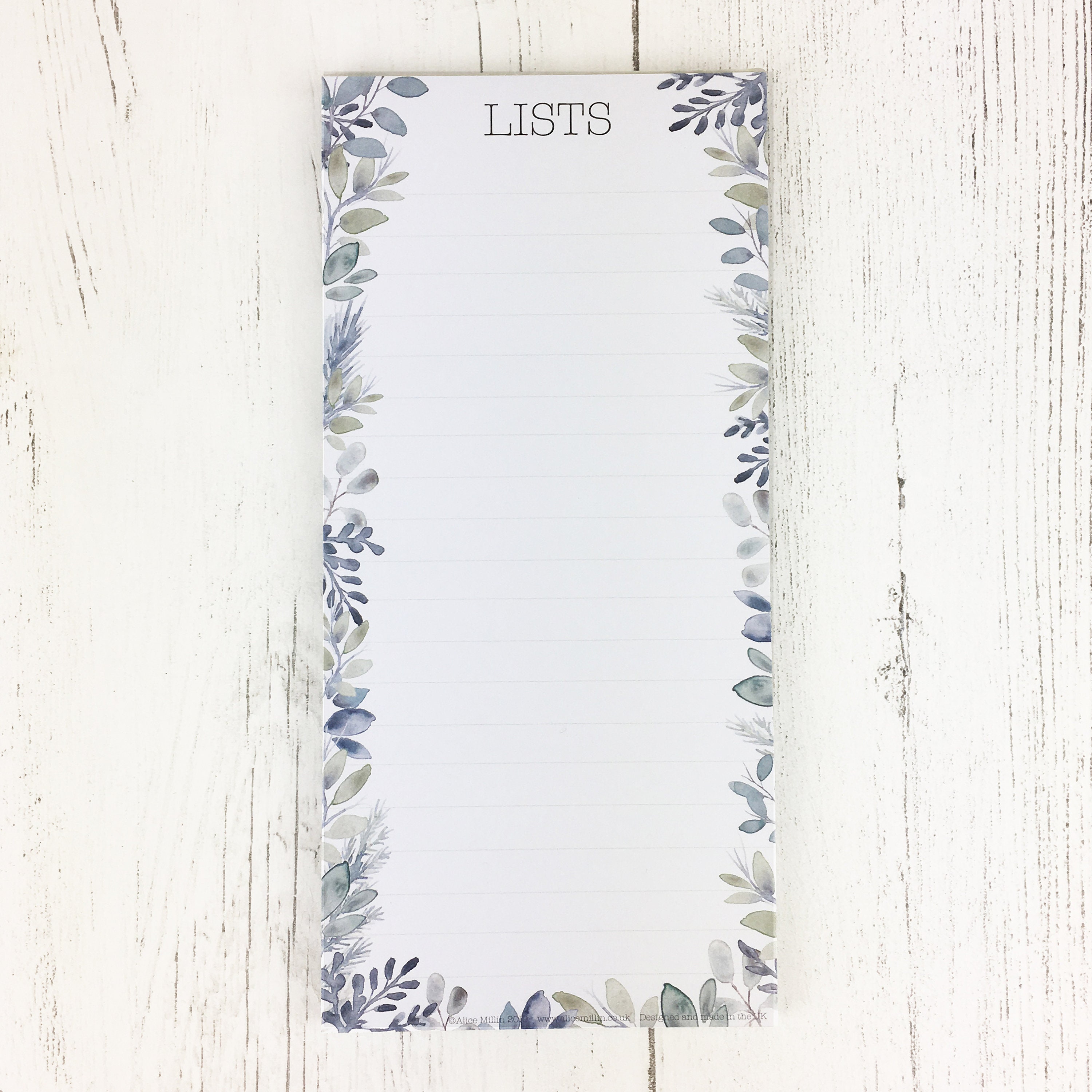 List Pad in Shades of Soft Blue and Grey in a Foliage Design - Etsy UK