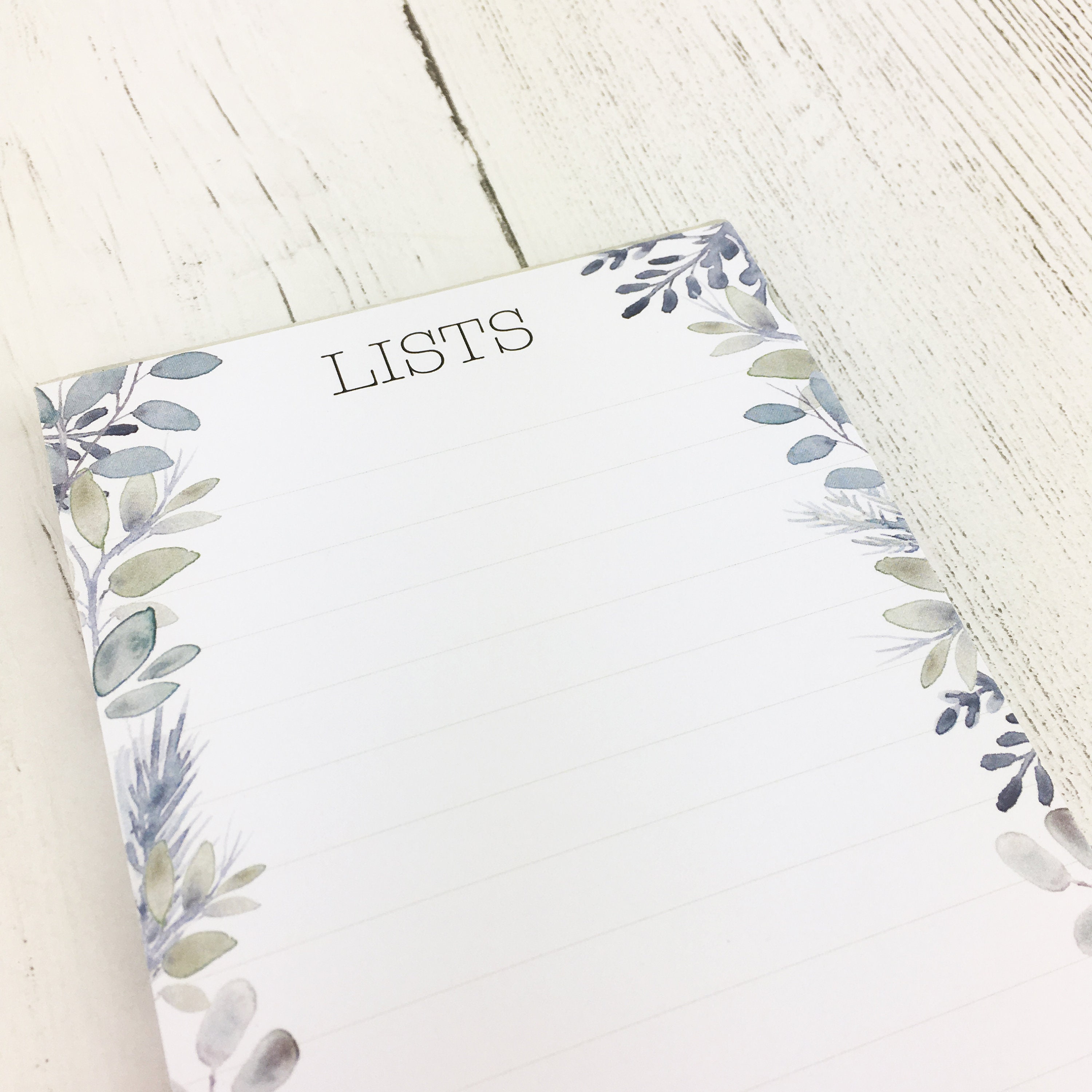 List Pad in Shades of Soft Blue and Grey in a Foliage Design - Etsy