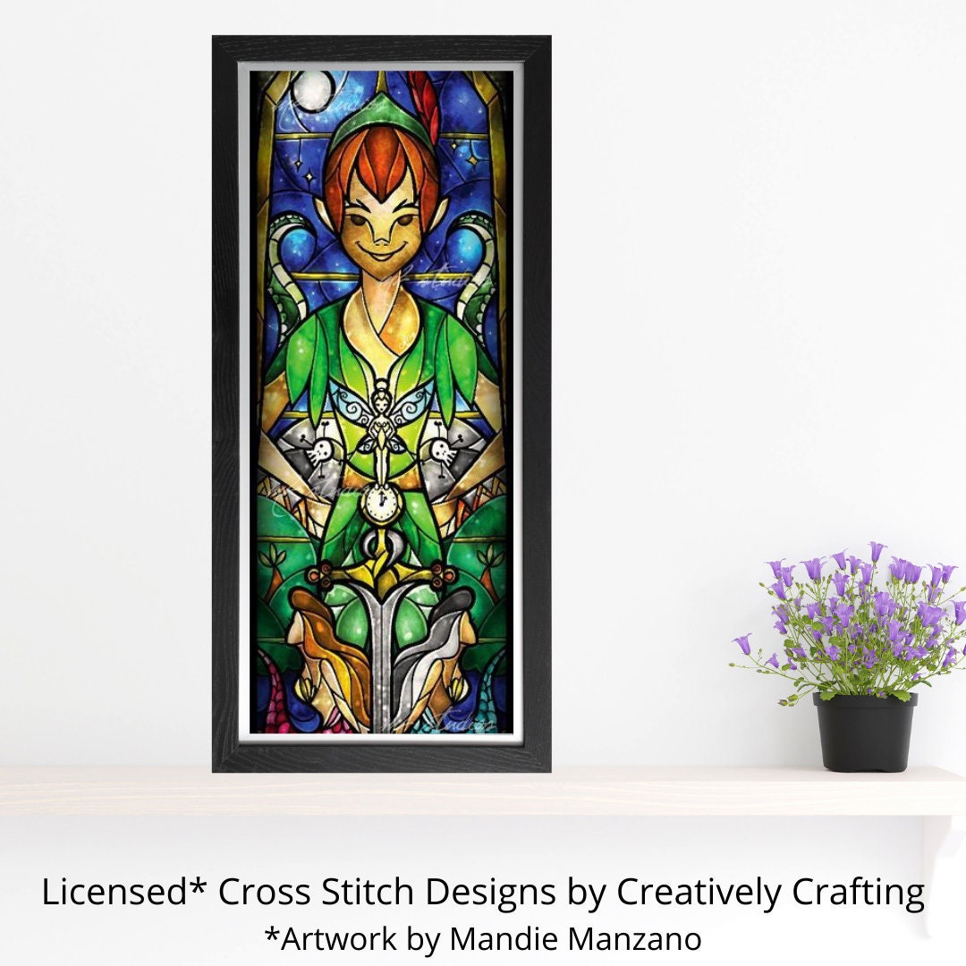 Peter Pan Cross Stitch Pattern Stained Glass Mandie Manzano Art - Etsy