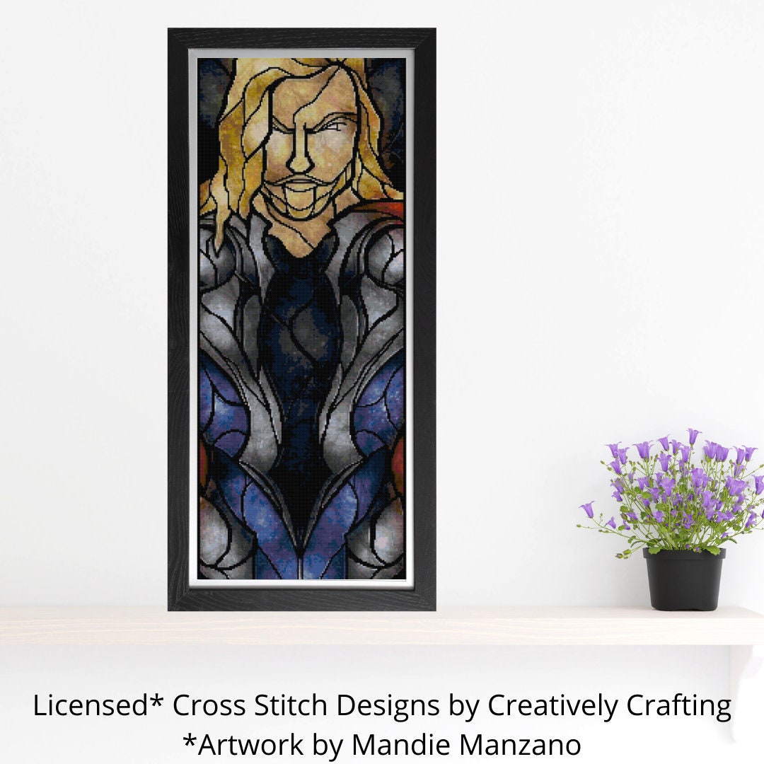 Thor Cross Stitch Pattern Stained Glass Mandie Manzano Art - Etsy