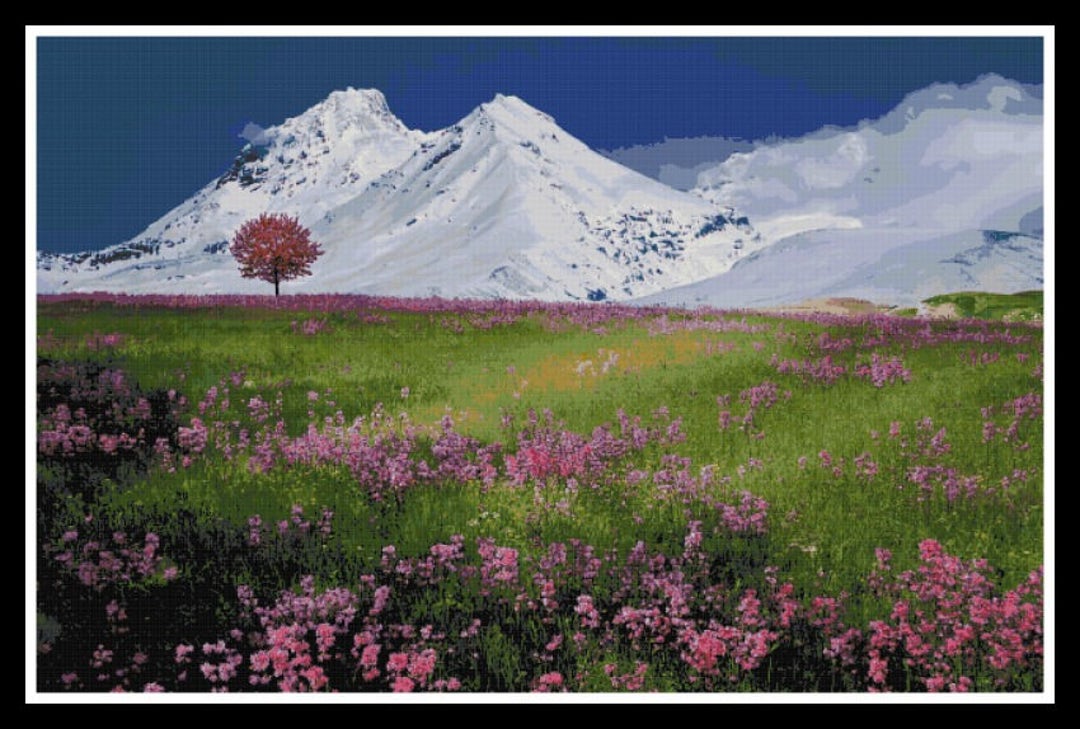 Scenery Cross Stitch Pattern - Scenery - Mountain - Field - PDF ...