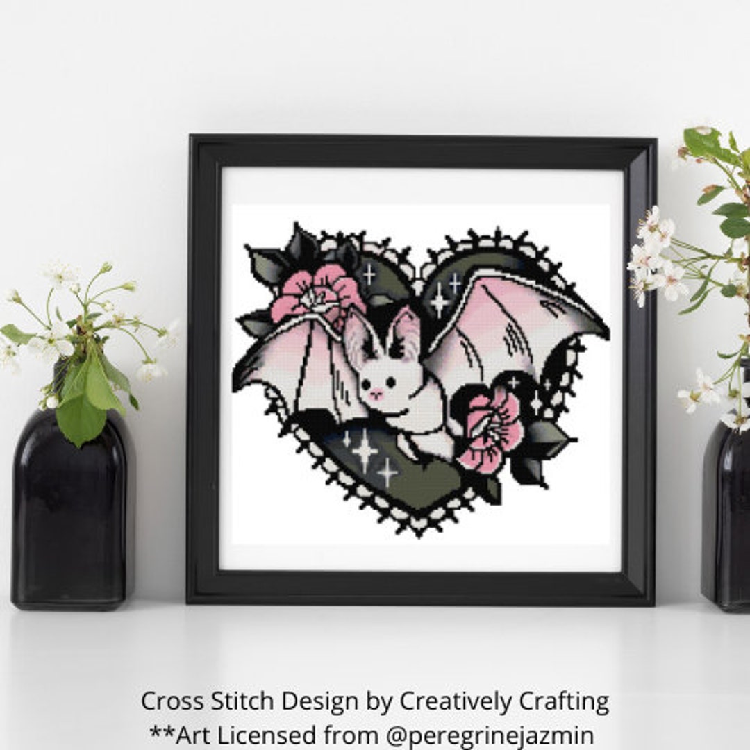 Cute Bat Cross Stitch Pattern - Jazmin Peregrine Series - Batty Love ...