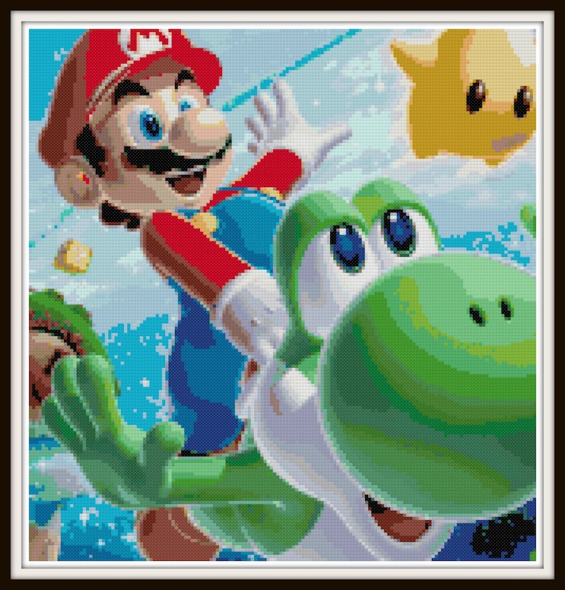 Mario Cross Stitch Mario and Yoshi Fun PDF Download - Etsy Canada