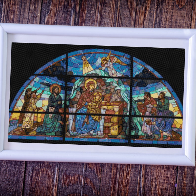 Spiritual Stained Glass Cross Stitch Pattern - Religious Cross Stitch ...