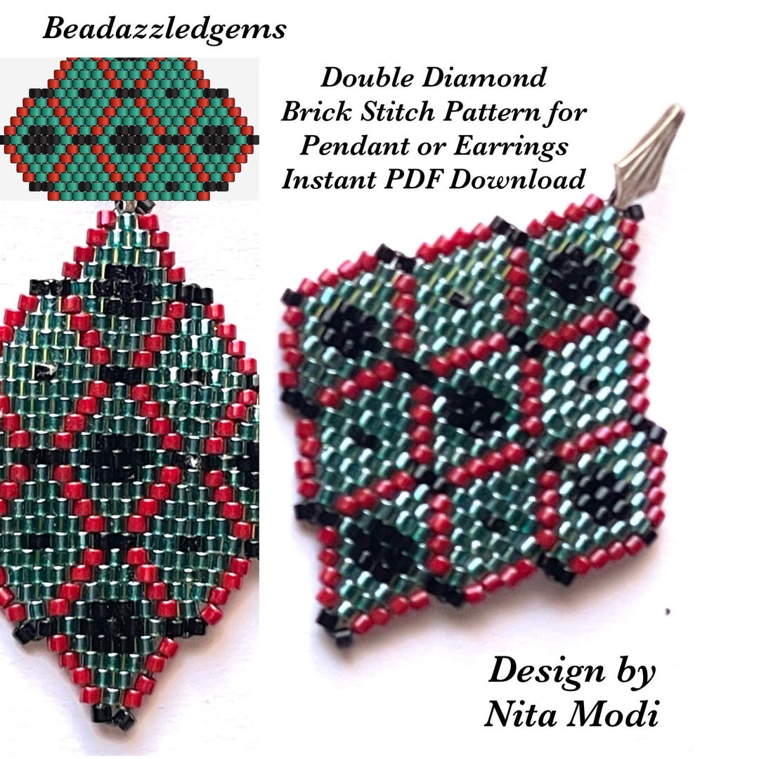 Brick Stitch Bead Pattern Instant PDF Download for Pendant Earrings ...