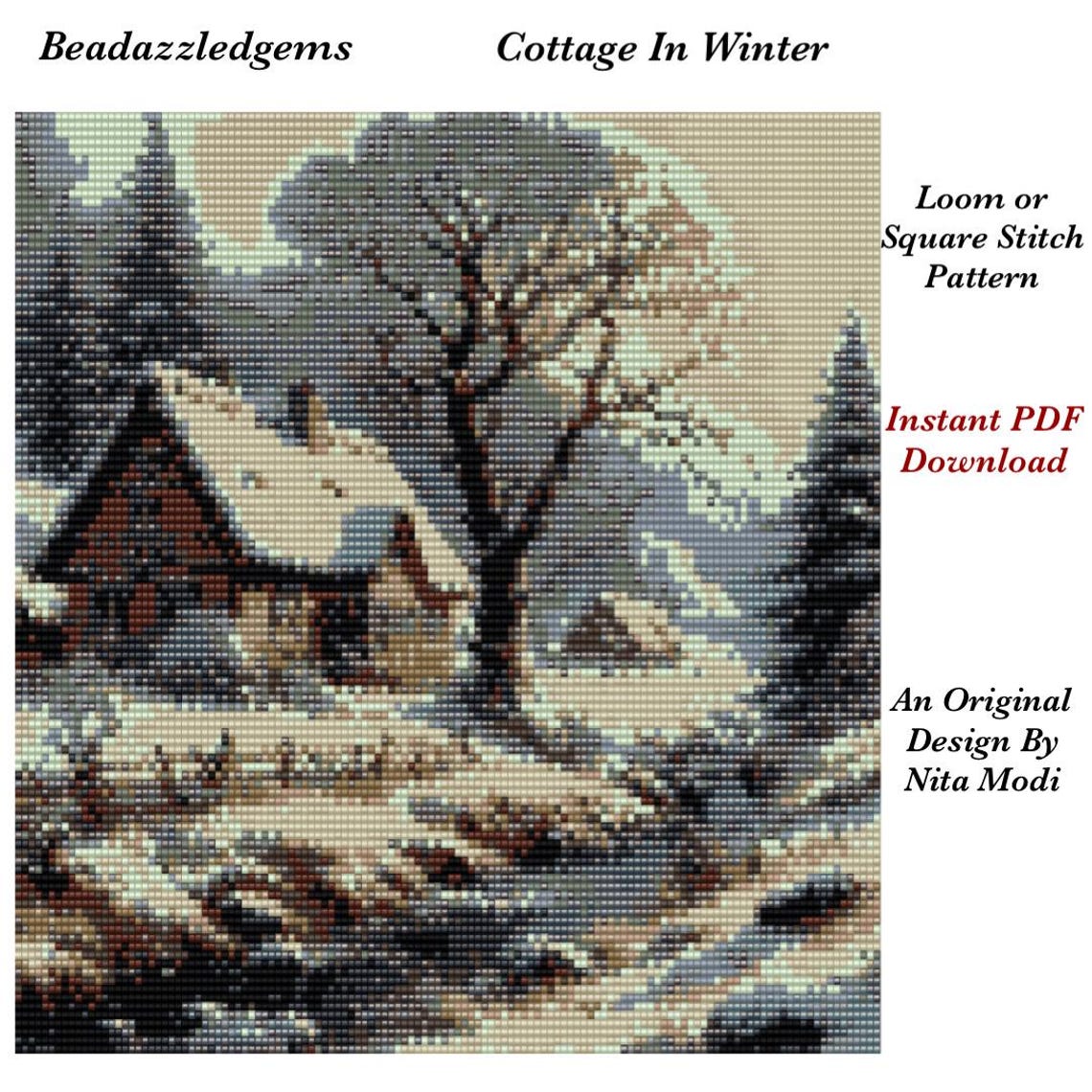 Loom or Square Stitch PDF Tapestry Bead Pattern - Instant PDF Download ...