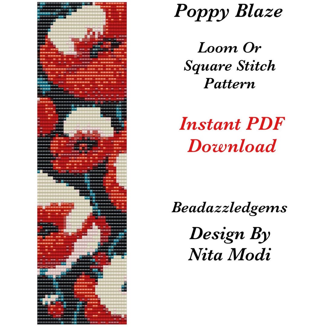Floral Loom or Square Stitch Pattern Instant PDF Digital Download for ...