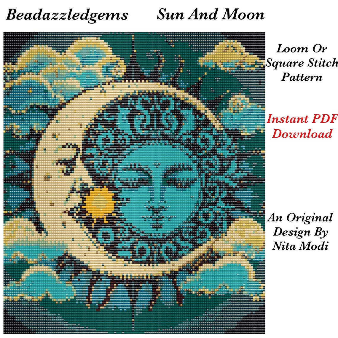 Loom or Square Stitch PDF Tapestry Bead Pattern - Instant PDF Download ...
