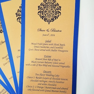 Royal Theme Menu or Program Card - Set of 25, Program Card, Menu Card ...