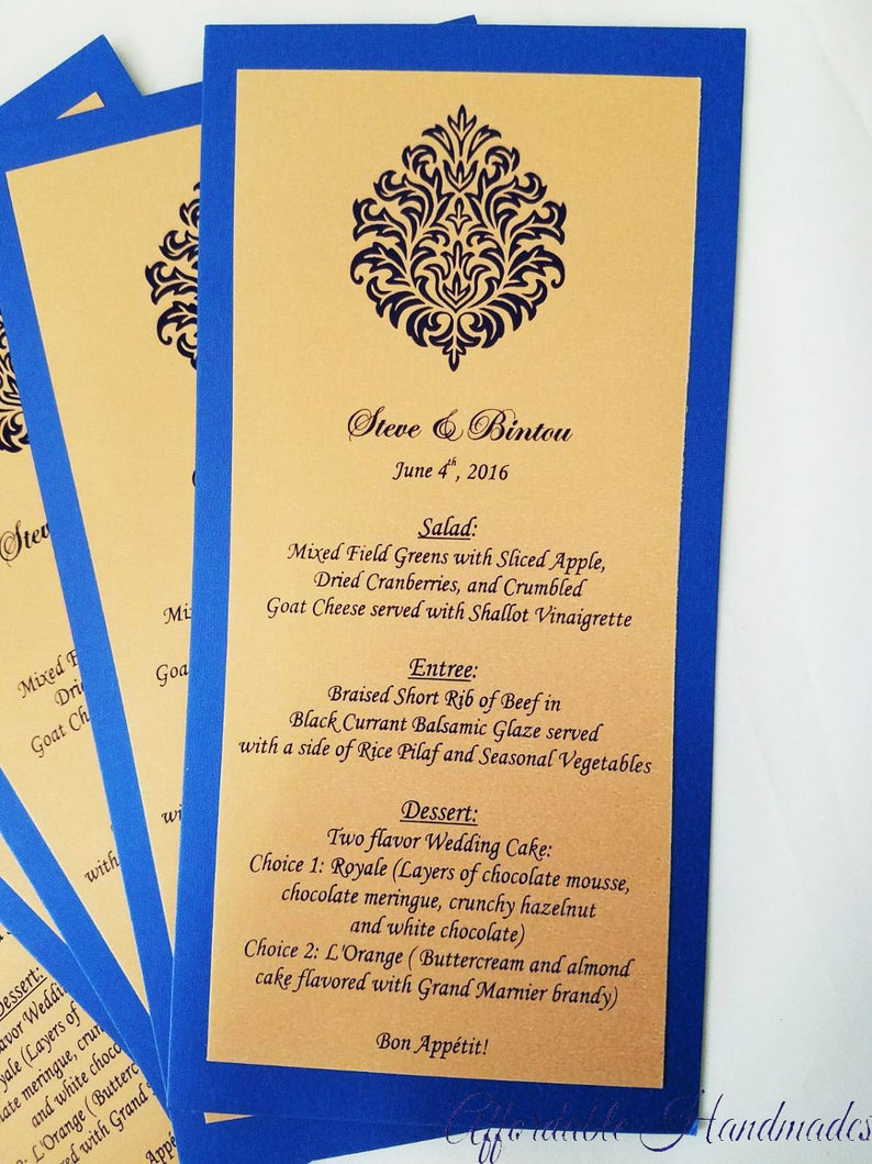 Royal Theme Menu or Program Card Set of 25 Program Card | Etsy