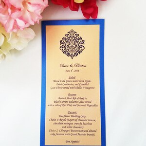 Royal Theme Menu or Program Card - Set of 25, Program Card, Menu Card ...