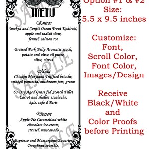 Royal Theme Menu or Program Scroll - Set of 25, Program Scroll, Menu ...