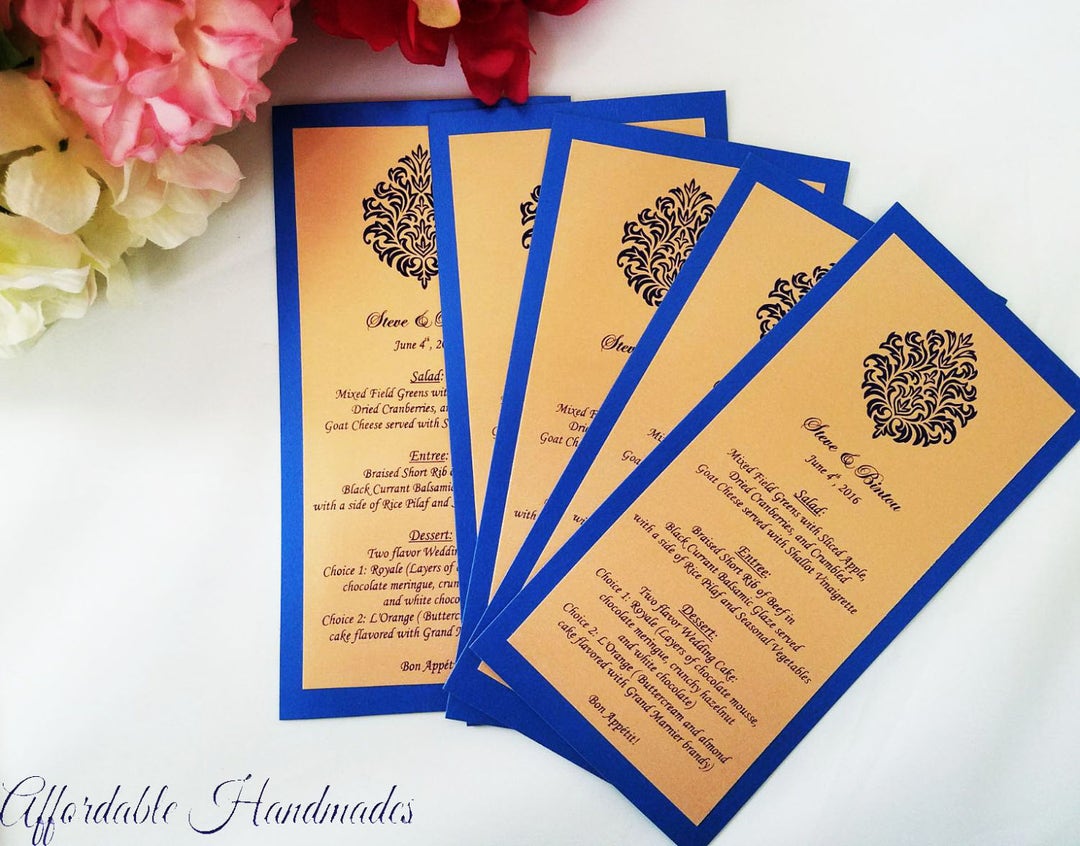 Royal Theme Menu or Program Card - Set of 25, Program Card, Menu Card ...