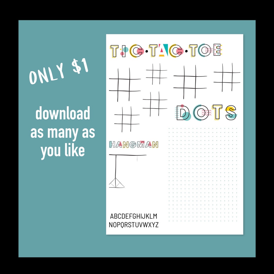 Printable Fun Tic Tac Toe Dots Hangman - Etsy