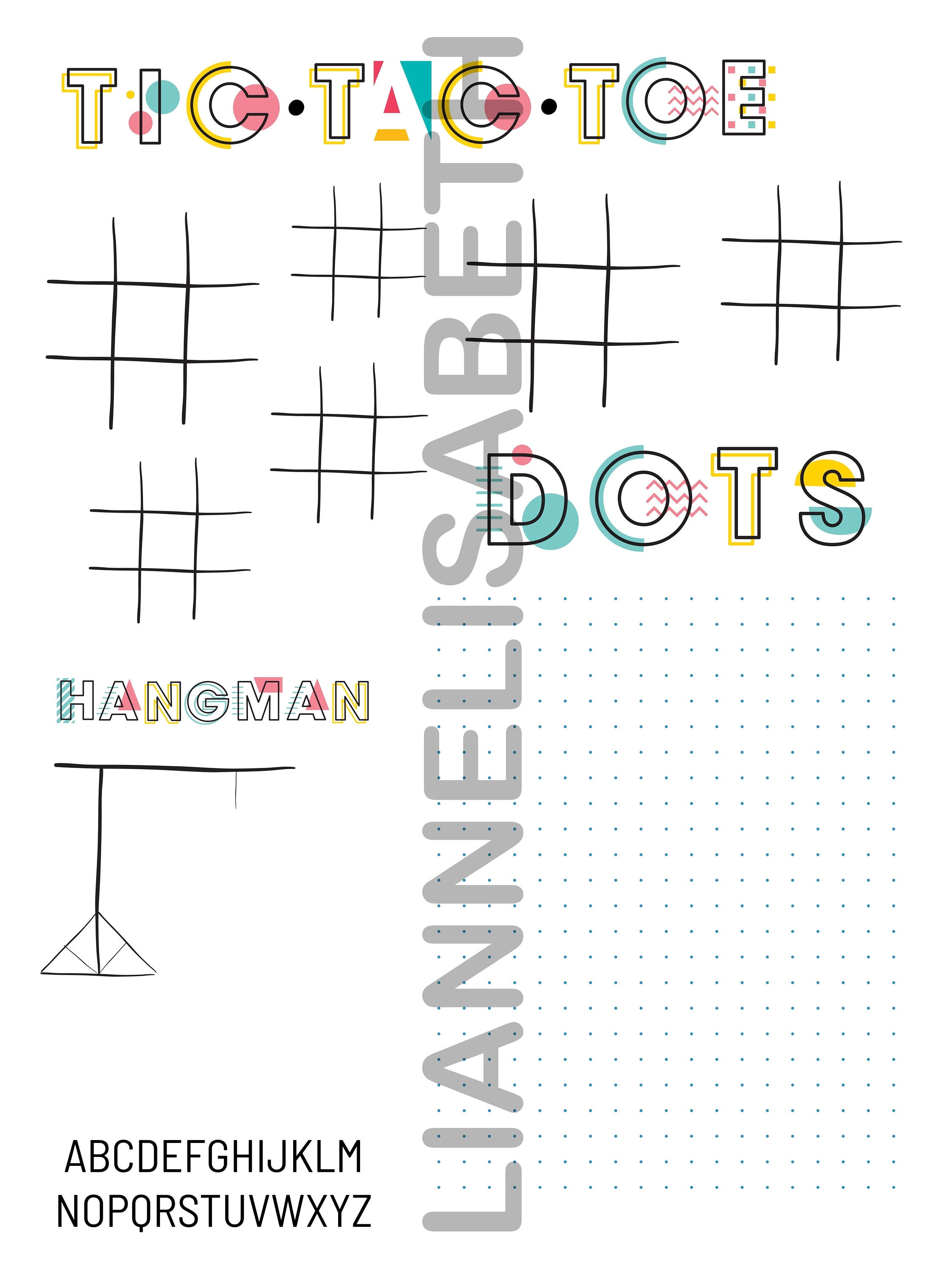 Printable Fun Tic Tac Toe Dots Hangman - Etsy
