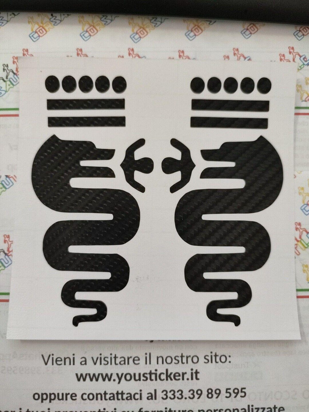 Alfa Romeo 2 BISCIONE STICKERS carbon 3D sticker mythe Giulietta Giulia ...