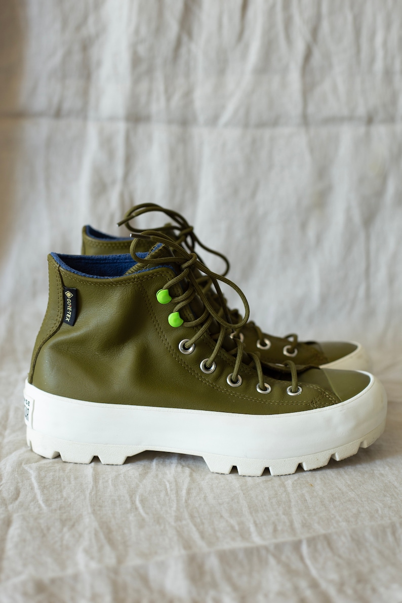 Green Leather Converse High-top, Platform - Etsy