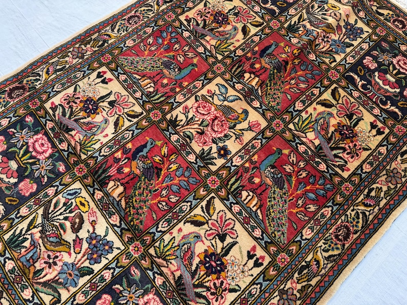 Pictorial Turkmen Rug 3x5 Fine Afghan Hand Knotted Rug/ Animal Birds ...