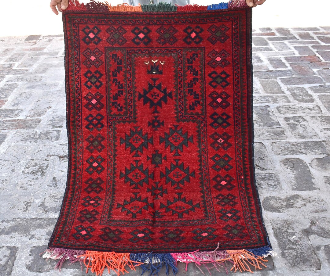 Small Prayer Rug 2'5x3'5 Handmade Afghan Baluchi Area Rug, Vintage ...