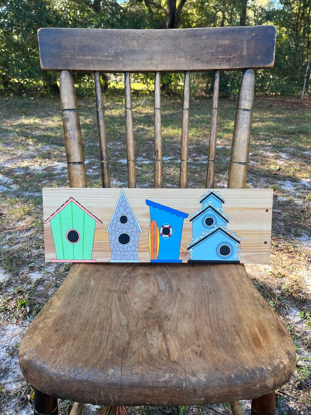 4 Birdhouse Wooden Plaque, Birdhouse Decor, Nature, Bird Art - Etsy