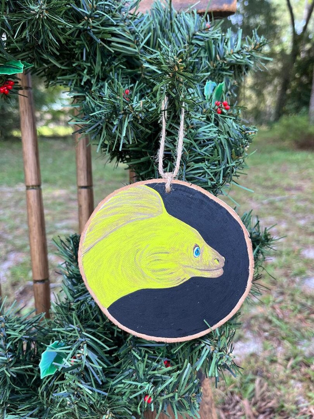 Moray Eel Hand Painted Wood Slice Ornament, Eel, Ocean, Sea - Etsy