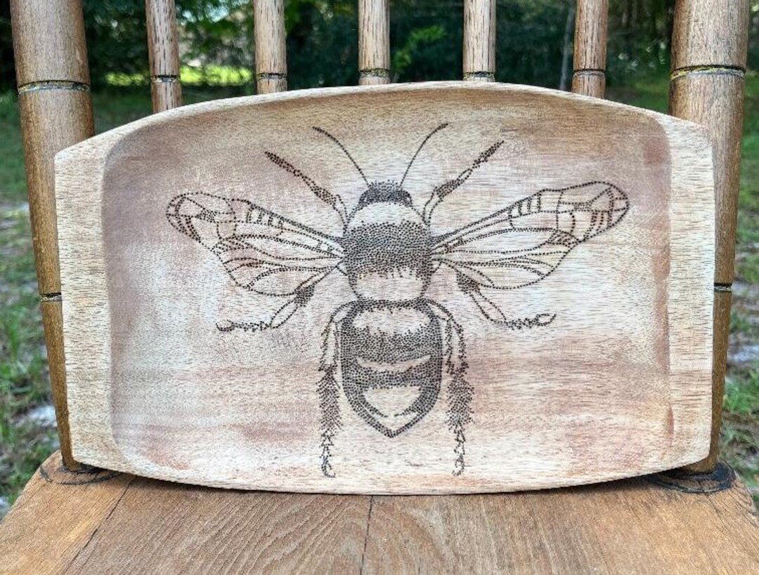 Bumble Bee Pyrography Wooden Tray - Etsy
