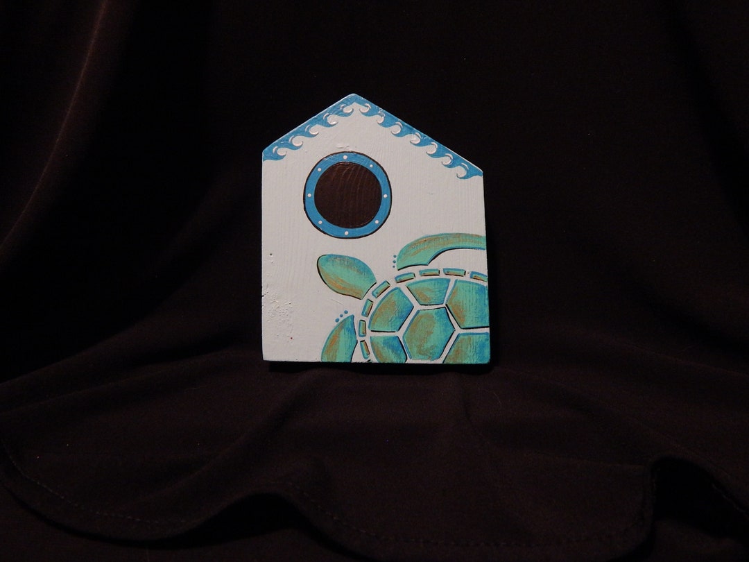 Mini Birdhouse, Turtle, Bird Art, Cottage Art, Gift for Her, Gift for ...