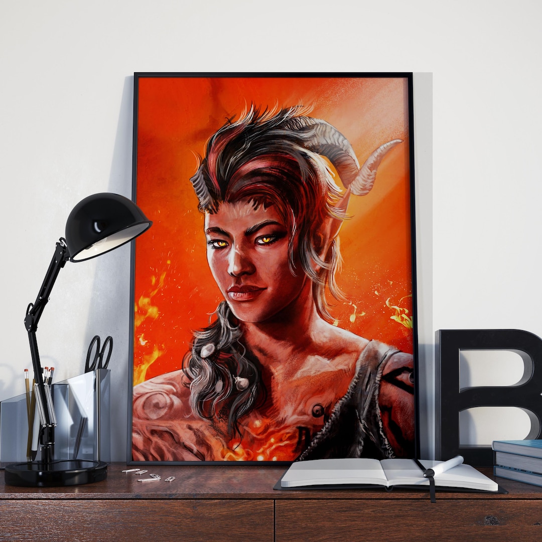 Karlach Portrait Art Print | Baldur's Gate III, Fiery Tiefling - Etsy