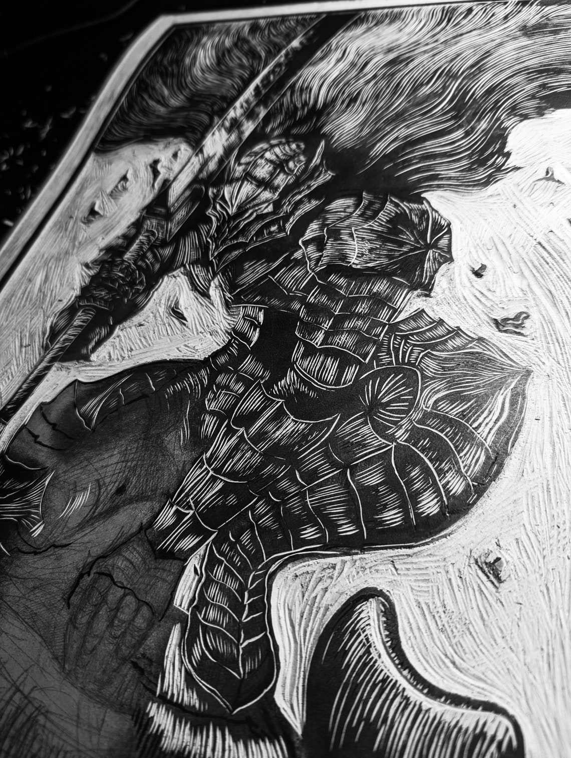 Guts Berserk | Berserker Armour | Manga | Kentaro Miura | Linoplate A3 ...