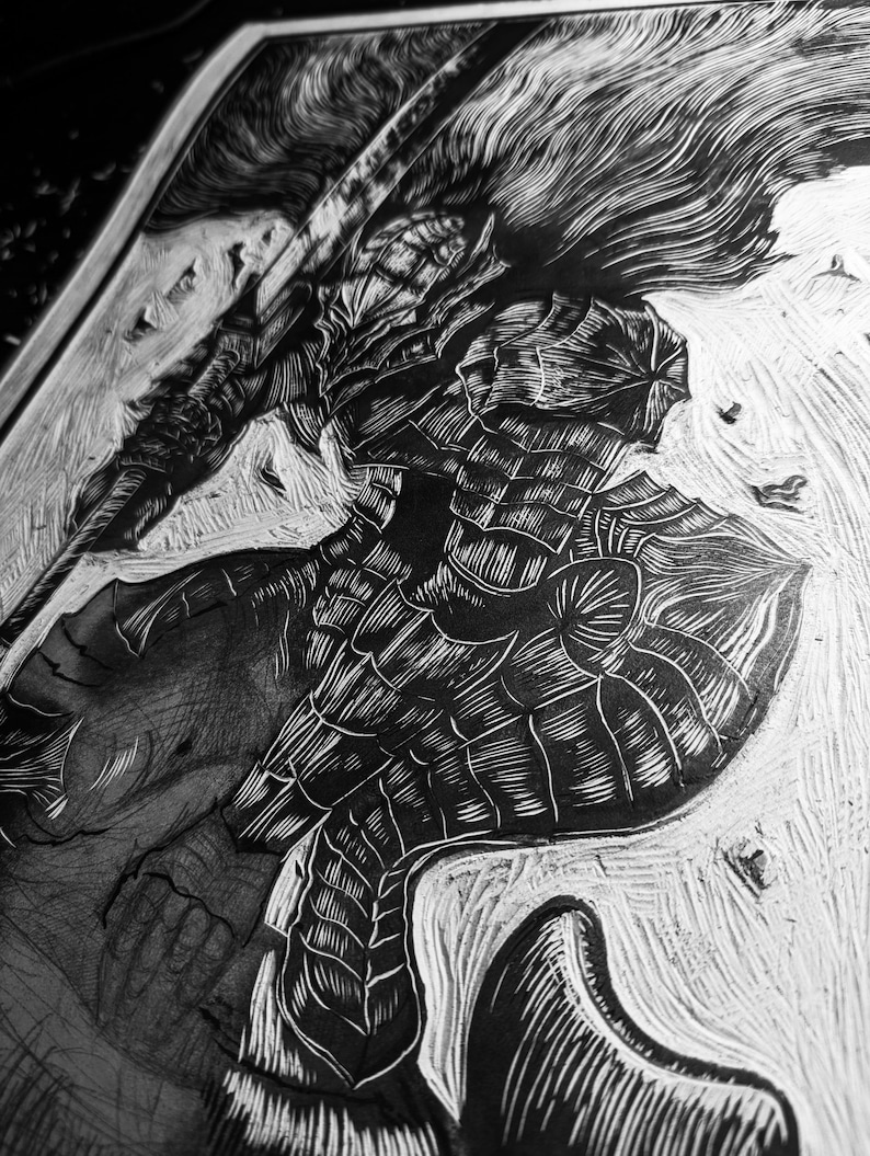 Guts Berserk | Berserker Armour | Manga | Kentaro Miura | Linoplate A3 ...