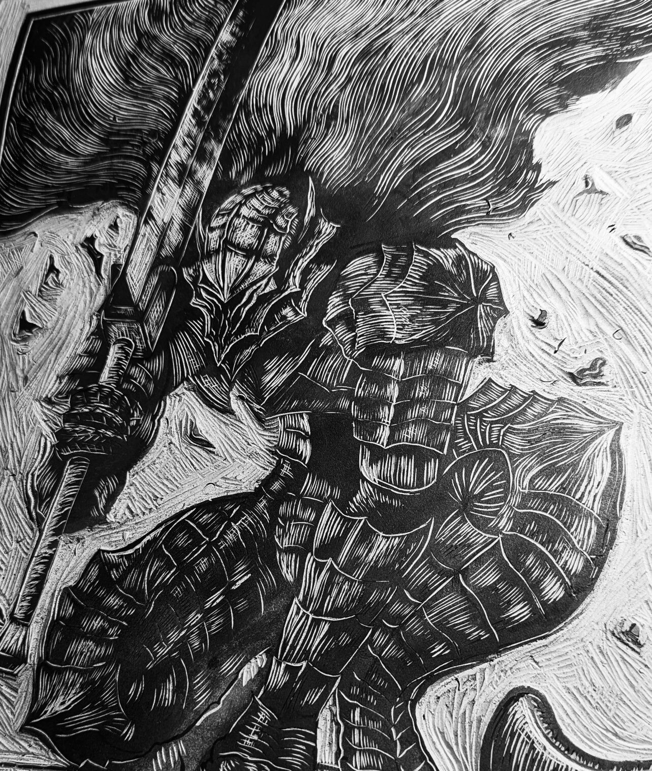 Guts Berserk | Berserker Armour | Manga | Kentaro Miura | Linoplate A3 ...